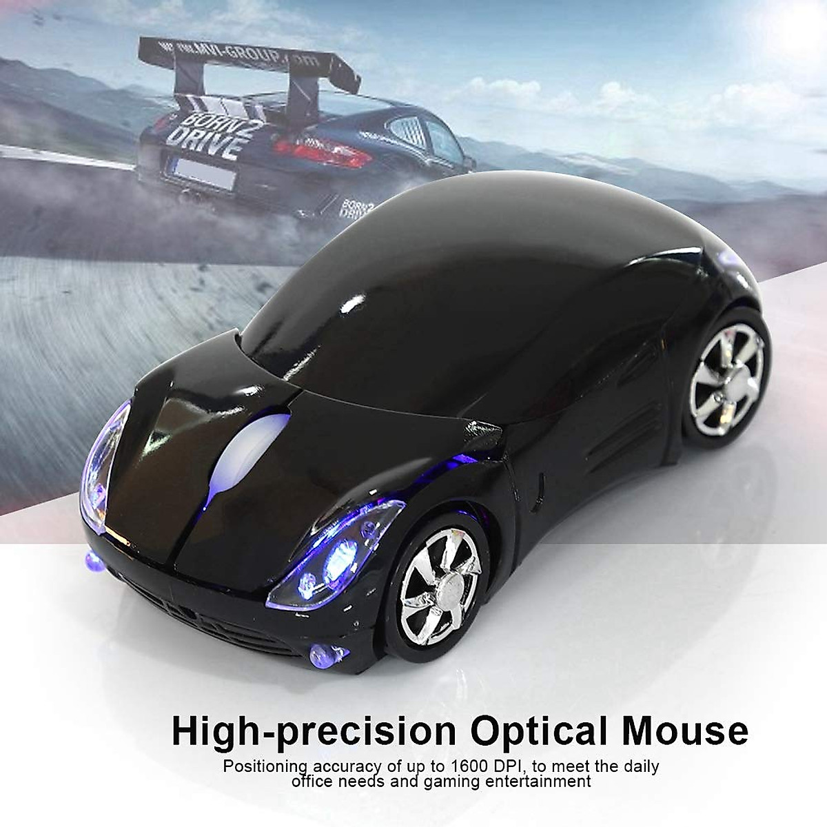 Zerone 2.4GHz Mouse, Portable Optical Mouse 1600DPI for/Android/ME/Windows PC/Tablet Gaming Office (Black)