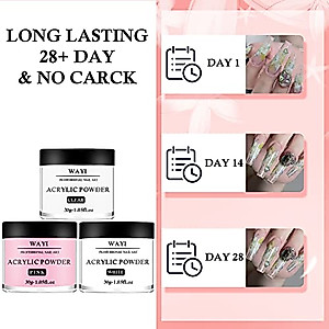 Acrylic Nail Kit - 3PCS 30g Acrylic Powder and 58ml Acrylic Liquid Monomer Set Acrylic Professional Nails Art Kit for Beginners Acrylic Nail Powder Nail Forms Brush Home DIY Extension Carving