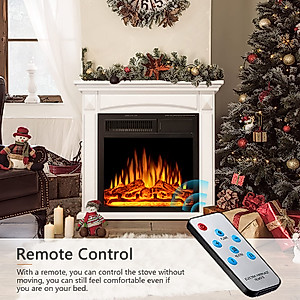 Antarctic Star Electric Fireplace with Mantel, Freestanding Wooden Frame Firebox, Adjustable Realistic 3D Flame, Remote Control, 750W-1500W, Ivory White…