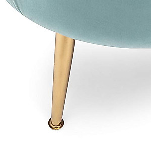 Christopher Knight Home Reitz Channel Stitch 3 Seater Shell Sofa - Velvet - Turquoise/Gold