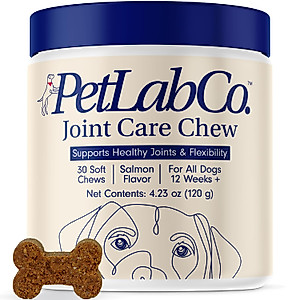 PetLab Co. Joint Care Chews - High Levels of Glucosamine for Dogs, Green Lipped Mussels, and Omega 3 - Dog Hip and Joint Supplement to Actively Support Mobility - Salmon