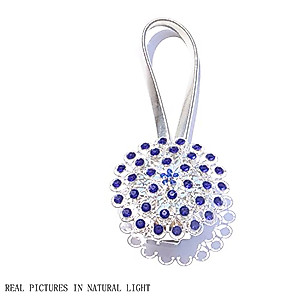 Curtain TieBacks Magnetic 2 Pack Curtain Holders for Drapes 36 Crystal Elastic Rope Curtain Tie Backs for Curtain for Outdoor Indoor, Window Curtain Tiebacks Holdbacks Royal Blue