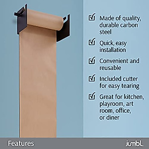 Jumbl 12” Wall Mounted Kraft Paper Dispenser | Hanging Paper Roll with Cutter for Kitchen, DIY Room, Office, Business, & More | Great for to-Do Lists, Menus, Grocery Lists, & Art Projects
