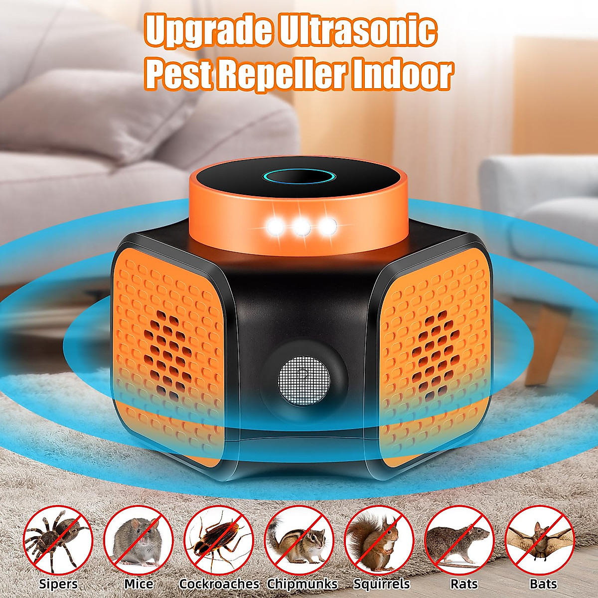 Jahy2Tech Mouse Repellent Ultrasonic Plug in Ultrasonic Pest Repeller 4-in-1 Mice Repellent Indoor Ultrasonic Mouse Repellent with Strobes Light Squirrel Repellent Indoor Attic Houses Garages Barns