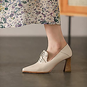 Women's Retro English Style Pointed Thick Heel French Single Shoes Size 9 Womens Shoes Casual