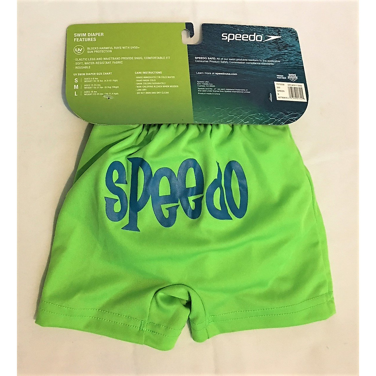 Speedo UV Swim Diaper - Lime Green - Small 0-6 months