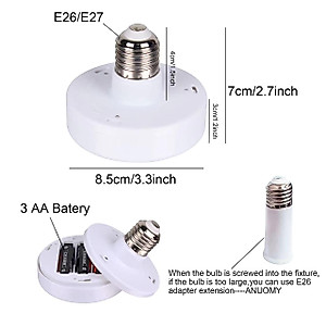 2 Pack Battery Operated Light Bulbs for Lamps with Remote,Replacement AA Battery Light Bulbs,Battery Powered LED Puck Lights With E26 Screw in for Non Electric Wall Sconce and Pendant light Fixture