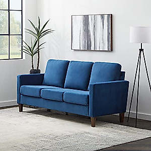 Edenbrook Archer Upholstered Couch – Couches for Living Room – Blue Velvet Couch - Living Room Furniture - Small Couch - Seats Three - Straight Arm Modern Couch
