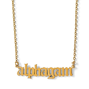 Sorority Shop Alpha Gamma Delta Necklace — AGD Old English Font Design, 18K Gold Plated, Alpha Gamma Delta Gifts for Women