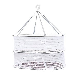 YUNXIASW Herb Drying Rack 2 Layers Folding Mesh Hanging Drying Net Vegetable Dryer Multifunctional with Zipper,Dry Plants, Herbal,Weed,Clothing,Foods Drying Rack(White)