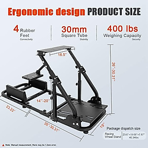 Supllueer Racing Simulator Cockpit with Dual Reinforcement Arm Compatible with Logitech G25 G27 G29 G920 G923 Thrustmaster T300, Steering Wheel Stand, Wheel Pedals and Seat Not Include