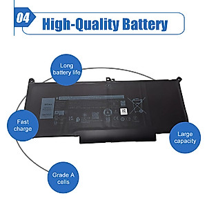 Dentsing 60Wh F3YGT Laptop Battery for Dell Latitude 12 7000 7280 7290/13 7000 7380 7390 P29S002/14 7000 7480 7490 P73G002 Series DM3WC DM6WC 2X39G KG7VF 451-BBYE 453-BBCF 7.6V 4 Cells