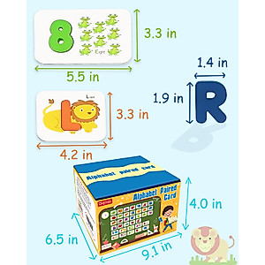 Gojmzo Number and Alphabet Flash Cards for Toddlers 3-5 Years, ABC Montessori Educational Toys Gifts for 3 4 5 Year Old Preschool Learning Activities, Wooden Letters Animal Flashcards Puzzle Game