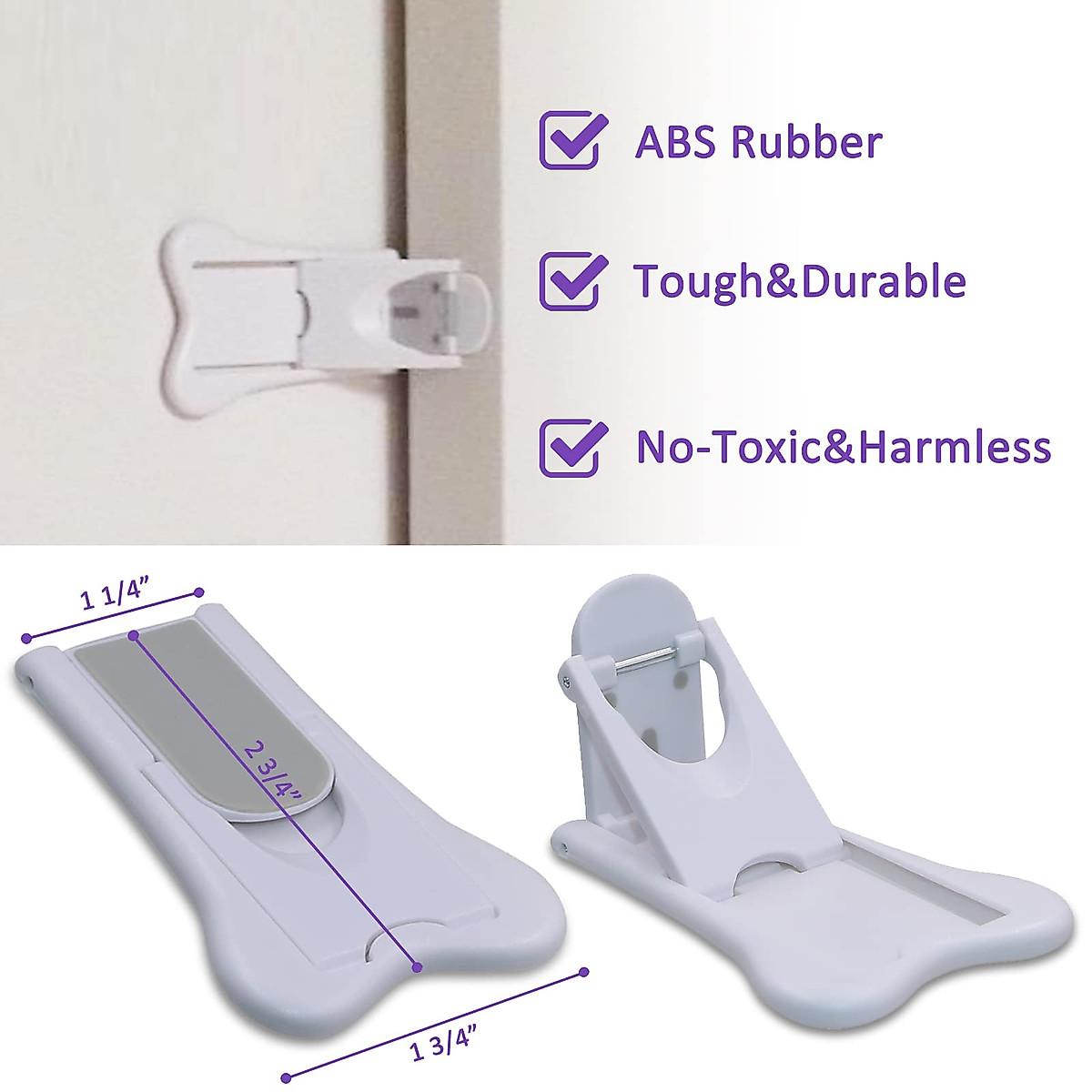 4 Pack Sliding Door Lock for Child Safety, Baby Proof Locks for Sliding Glass Doors, Closets, Patio Door, Window - Childproof Sliding Door Locks - No Screws or Drills