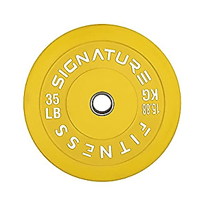 Signature Fitness 2" Olympic Bumper Plate Weight Plates with Steel Hub, 35LB Single, Colored