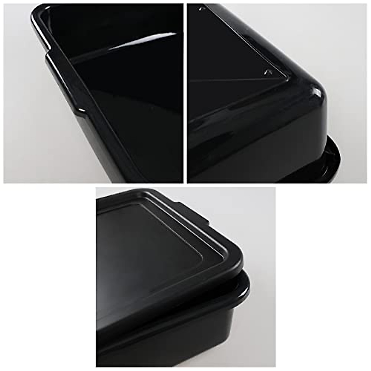 Fiaze 3 Packs Plastic Bus Tubs, 13L Commercial Bus Tubs with Lid, Food Service Tub, Black