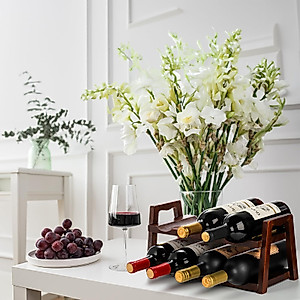 Peohud Acacia Wood Countertop Wine Rack, 8 Bottles Wooden Wine Holder Stand, 2 Tier Free Standing Wine Storage Display Shelf for Home Kitchen Bar Table Top Cabinet Pantry Wine Cellar Basement