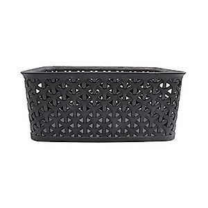 2 Pcs Plastic Storage Baskets,Pantry Organization and Storage Bins,Household Organizers Open Storage Bins for Kitchen,Bathroom,Shelves,Closet,Black