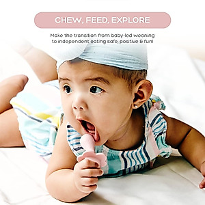 Grabease Baby Silicone Spoon Set for Baby-Led Weaning & First Stage Self-Feeding: Soft, Safe 100% Food-Grade Silicone, Safe for Dishwasher, No BPA/PVC/Latex/Phthalates, Set of 2 Blush Spoons