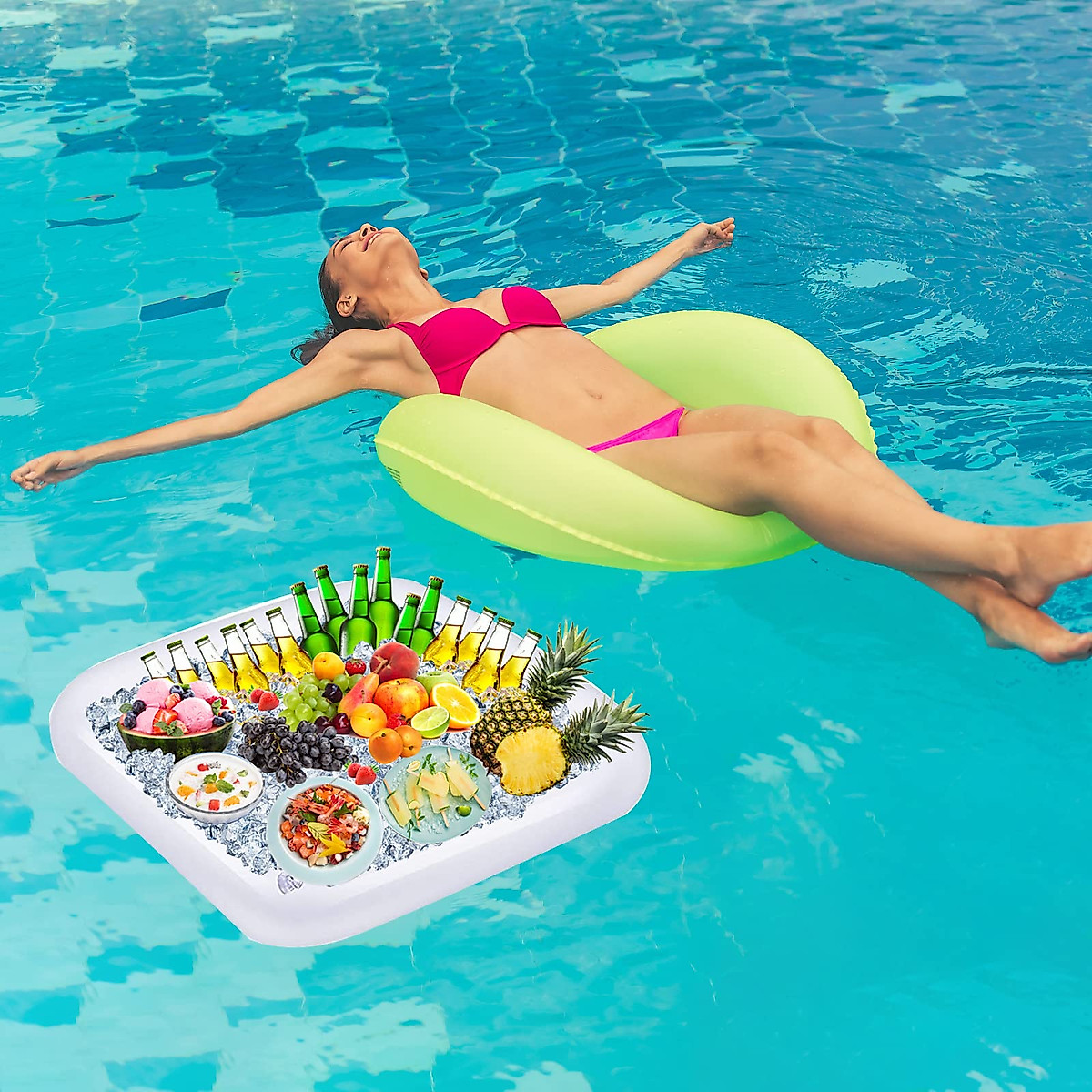 AMind4U 4PCS Inflatable Ice Serving Bars Party Cooler Drink Cooler for Parties Food Drink Containers Inflatable Ice Tray Salad Bar Party Supplies 23.6INCH (SMALL)