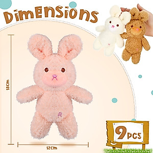 Zomiboo 9 Pcs 7.2 Inch Mini Bunny Stuffed Animals Stuffed Bunny Plush Toys Soft Plush Rabbit Mini Plush Bunny for Easter Graduation Birthday Gifts Wedding Summer Party Decorations