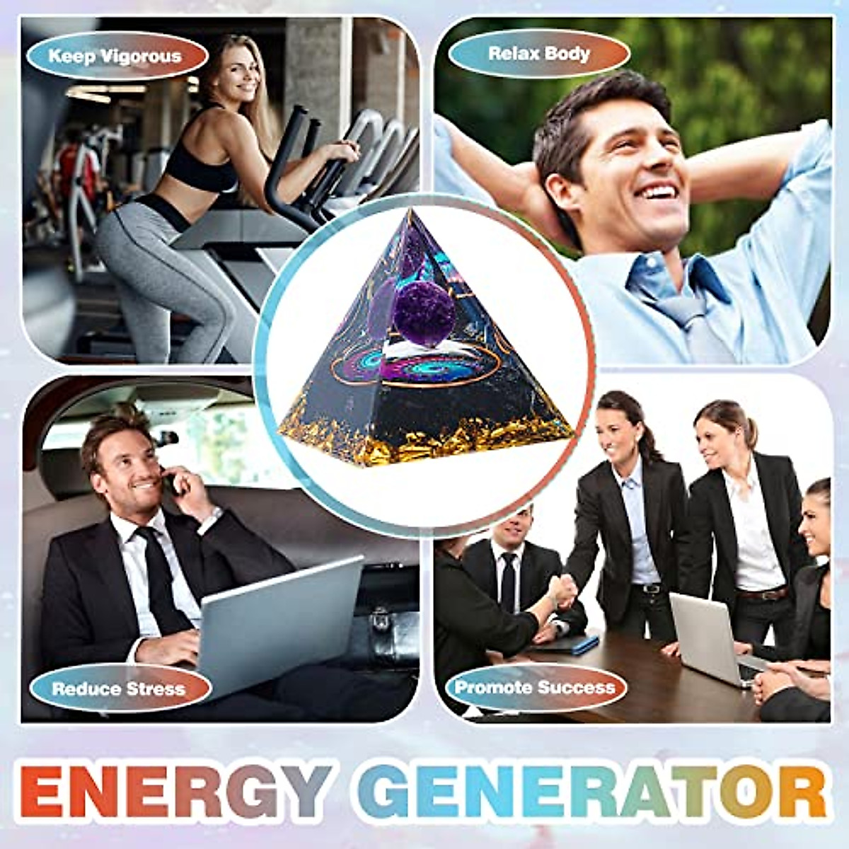 CRISTALLIUM Orgone Pyramid Crystal Healing Stone Energy Generator Healing Crystals Chakra Crystal Healing Meditation Crystal Sphere Orgonite Crystal Pyramid Women Gift - Blue stone