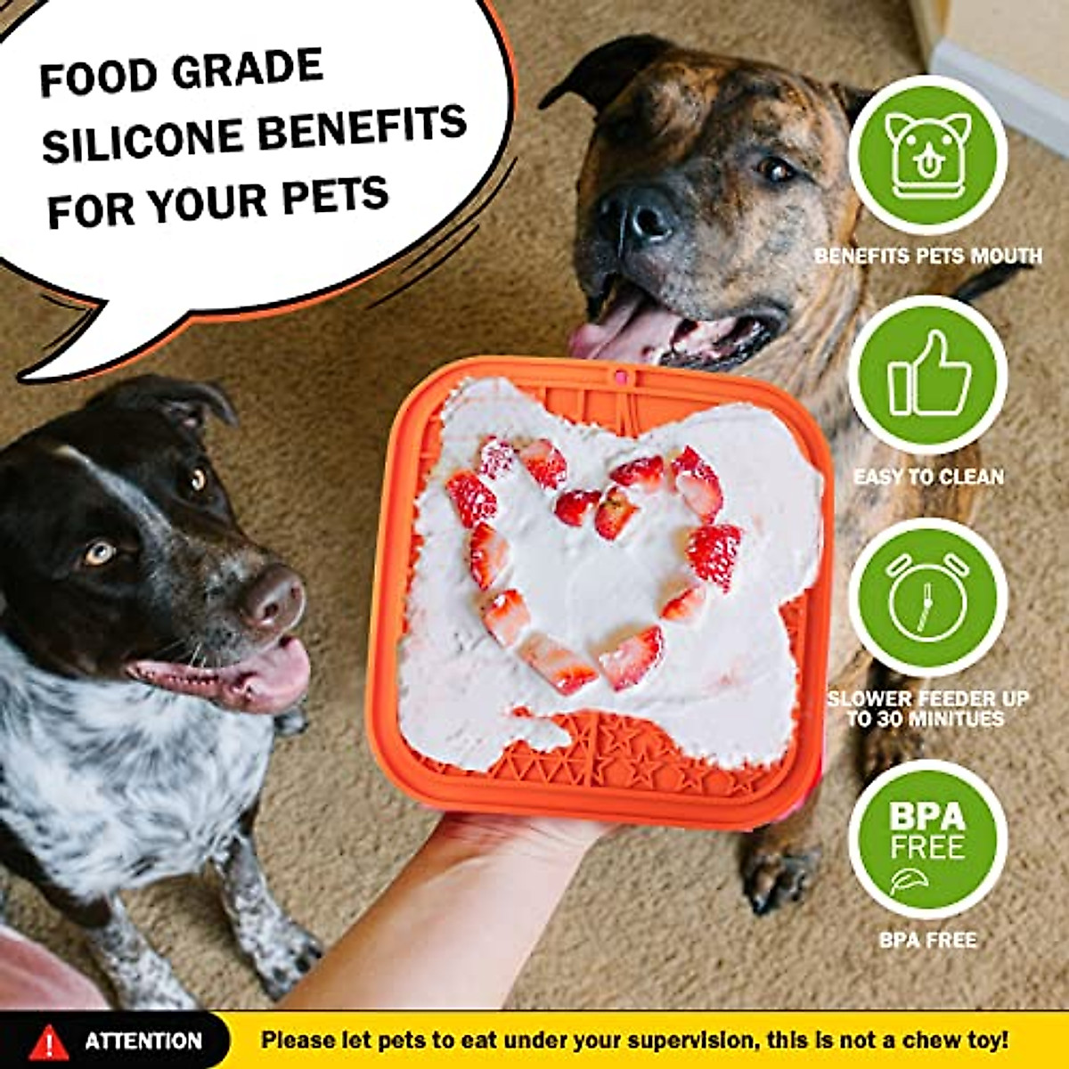 TDZWIN Licking Mat for Dogs, Dog Licking Mat Slow Feeder Dog Bowls, 3 Pcs Dog Peanut Butter Lick Pad with Suction Cups for Anxiety Relief Perfect for, Treats, Yogurt with Free Scraper&Brush BPA Free
