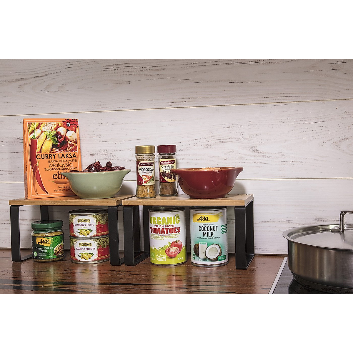 SBS Stackable, Kitchen Counter. Pantry and Cabinet Organizer, Modular Shelves. 2 Shelves (9.5 inch)