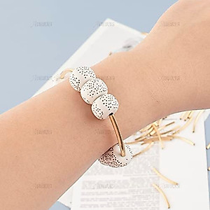 AUEAR, 100 Pack Plated Metal Smooth Long Curved Noodle Tube Spacer Loose Beads 3x50mm for DIY Necklace Bracelet Jewelry Making (Gold)