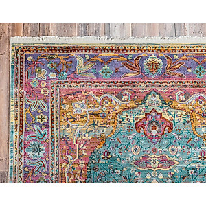 Unique Loom Baracoa Collection Area Rug - Miramar (5' 5" x 8' Rectangle, Light Blue/ Blue)