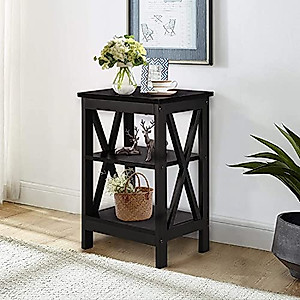 VECELO Modern Side Nightstand with 3-Layer Storage Shelf for Small Spaces, Living Room, Bedroom & Nightstands, Modern End Side Tables,Night Stand with Drawer &Storage Shelf