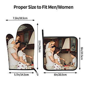 Custom Oven Mitts and Pot Holders Sets with Image Text Personalized Heat Resistance Cooking Gloves & Pot Cover Kitchen Gifts for Men Women Cooking Baking BBQ Grilling