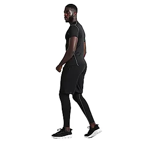 BUYJYA 5Pcs Men's Compression Pants Shirt Top Long Sleeve Jacket Athletic Sets Gym Clothing Mens Workout