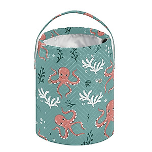 Joko Ivery Cartoon Octopus Crochet Bag Organizer for Crocheting Knitting Bag Yarn Storage Organizer with Front Compartments Knitting Tote Basket for Knitting Gifts Needles Crochet Hooks Accessories