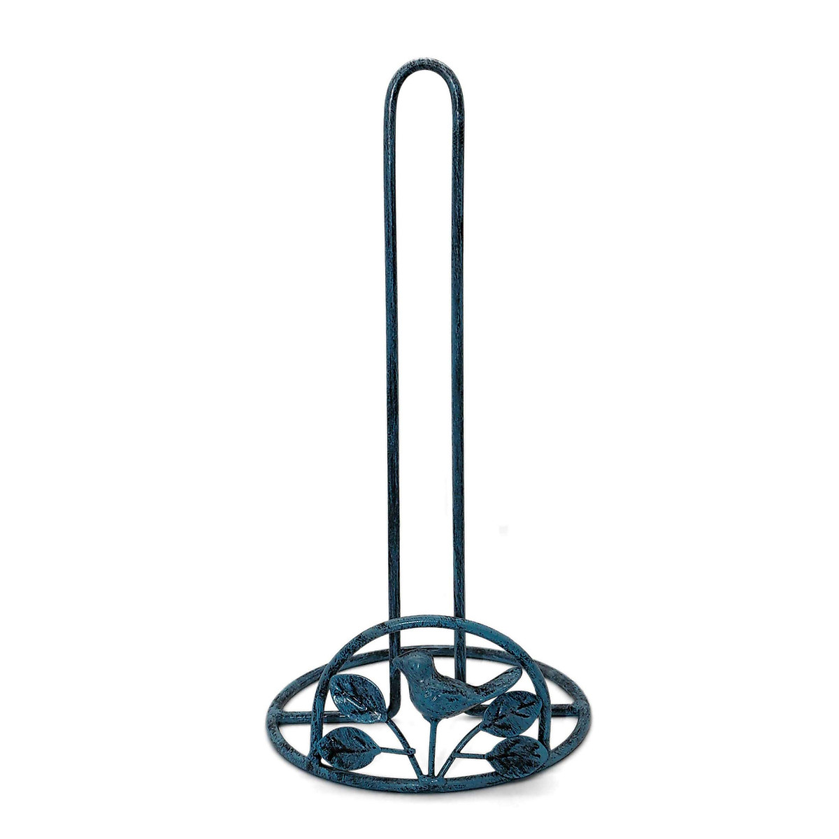 Cast Iron Bird & Tree Scroll Paper Towel Holder, Turquoise