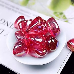BAWHO Bulk Natural Crystal Tumbled Stone Angel Quartz Gravel Polished Electroplating Aquarium Home Decor QINTINYIN (Color : Red, Size : 100g)