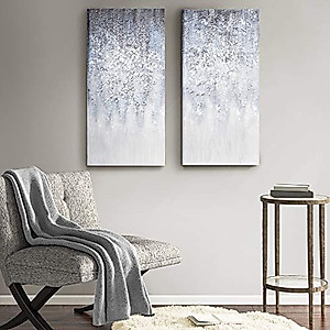 Madison Park Wall Art Living Room Décor - Abstract Glitter Embelished Canvas Home Accent Modern Dining Bathroom Decoration, Ready to Hang Painting for Bedroom, 15"x 30", Winter Glaze 2 Piece