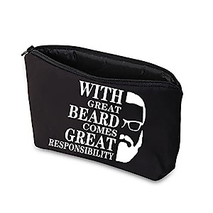 MEIKIUP With Great Beard Comes Great Responsibility Men's Bag Dad Husband Boyfriend Wash Bag Shaving Essentials Travel Bag (With Great Beard Bag)