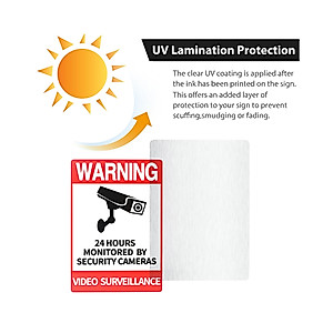 Thten 24 Hour Video Surveillance Sign, 14"×10" Security Camera Sign Warning for CCTV Recording System,Indoor Or Outdoor Use for Home Yard Business 2 Pack