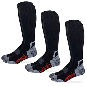 Wrangler Mens Ultra Dri Compression Tall Boot Socks 3 Pair Pack (Black, Men's Shoe Size 9-13 - Sock Size Large)