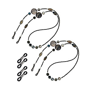 TOODOO 2 Pieces Glasses Chain for Women Beaded Eyeglass Straps Lanyards Sunglasses Holder Chain with 4 Pieces Silicone Loop (Color Set 1)