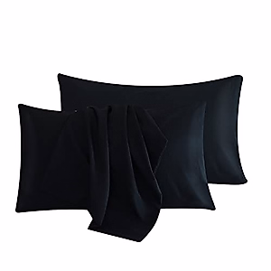 Airensky Pillow Cases Queen - Black Slip Pillow Cases for Hair and Skin 2 Pack 20x30 inches，Soft Chill & Breathable Pillow Cover with Envelope Closure，Gifts for Women Men