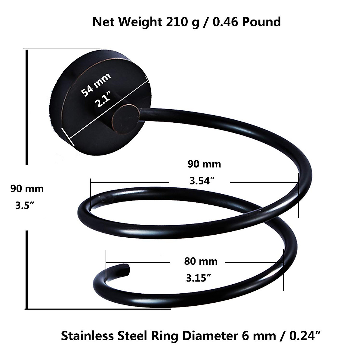 Makidar Hair Dryer Holder Stainless Steel Chromed (Black)