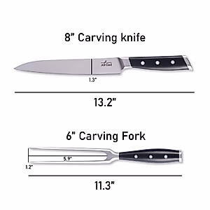 All-Clad Forged German Stainless Steel Knife Set 2 Piece 8, 6 Inch, Fully Forged, Expert Precision, Home Knife Set, Cookware Knife Block Set, Kitchen Knives, Cook Tool, Kitchen Utensils, Ultra Sharp