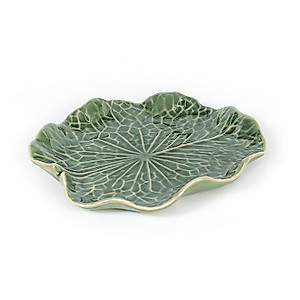 BestySuperStore Tiny 4" Green Lotus Leaf Shaped Tray - Handmade Ceramic Porcelain Decorative Plate Dish Catchall Miniature Container for Jewelry Personal Items Incense Holders Ashtray Décor Gifts