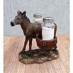 Ebros Gift Western Country Farm Mule Donkey Ass Carrying Saddlebags Figurine Salt Pepper Shakers Holder Decor Of Working Animals Horses Donkeys Agricultural Livestock Themed Accent