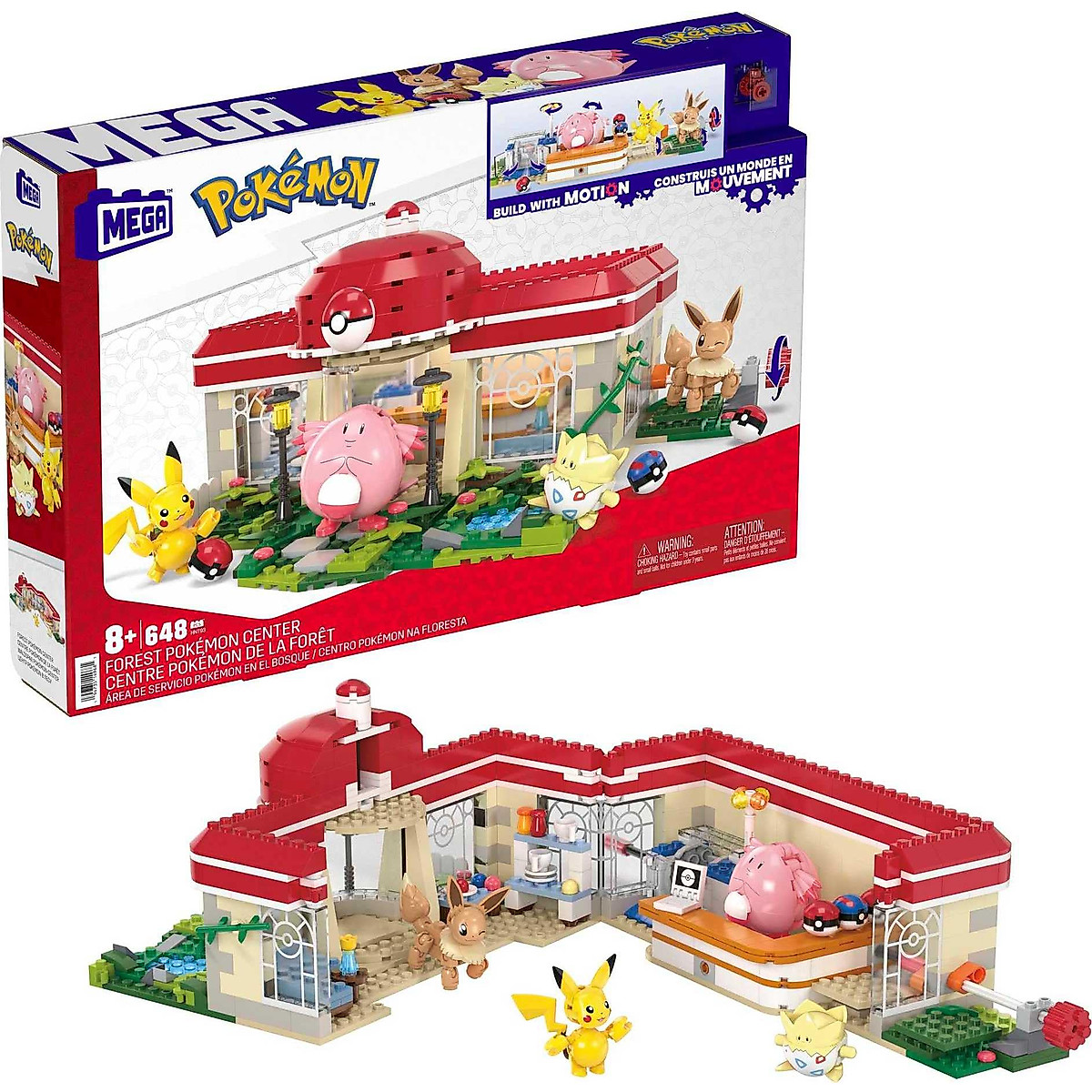 MEGA Pokémon Building Toys Set Forest Pokémon Center with 648 Pieces, 4 Poseable Characters, for Kids