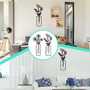 2 Pieces Vase Metal Wall Art Flower in Vase 13.8 x 7.9 Inch Kitchen Wall Decor Boho Metal Flower Wall Art Metal Flower Wall Decor Hanging Black Wall Art Sign Vase Metal Wall Sign for Home Garden