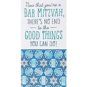 Now That You're A Bar Mitzvah There's No End To The Good Things You Can Do - Jewish Milestone Birthday Money Holder Greeting Card For Him Boy