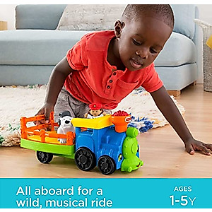 Fisher-Price Little People Toddler Toy Train Choo-Choo Zoo with Music Sounds and 3 Figures for Pretend Play Ages 1+ Years